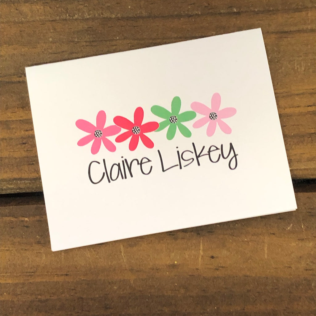 Four Daisy Personalized Note Cards – DoodleBugsPaper