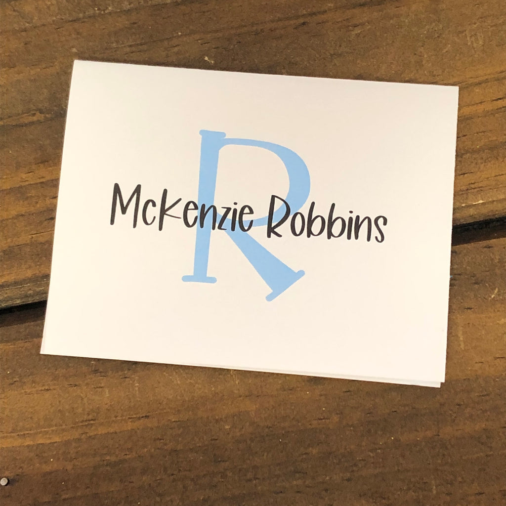 Initial with Name Note Cards – DoodleBugsPaper