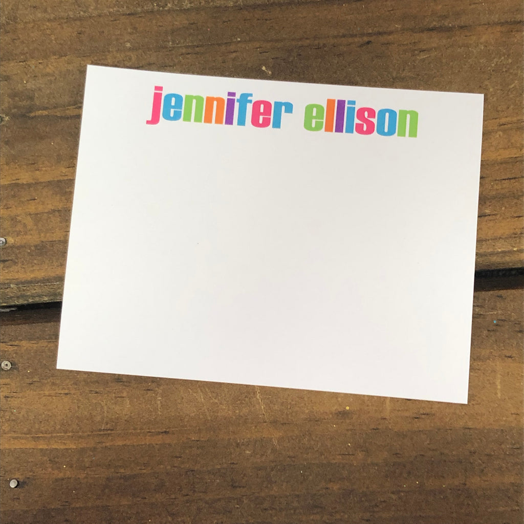Bright Blocks Name Personalized Flat Note Cards – DoodleBugsPaper