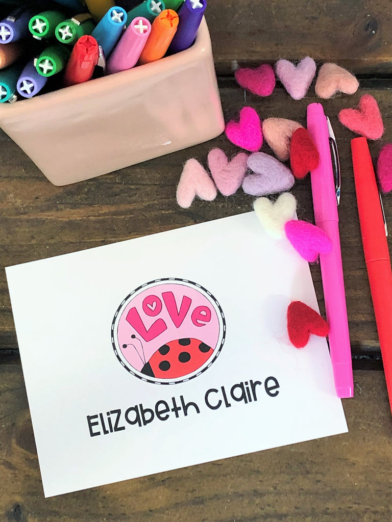 Ladybug Love Valentine Personalized Note Cards – DoodleBugsPaper