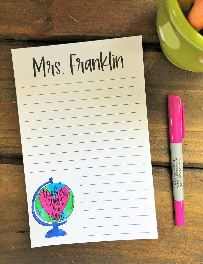 Teacher Globe Personalized Notepad – DoodleBugsPaper
