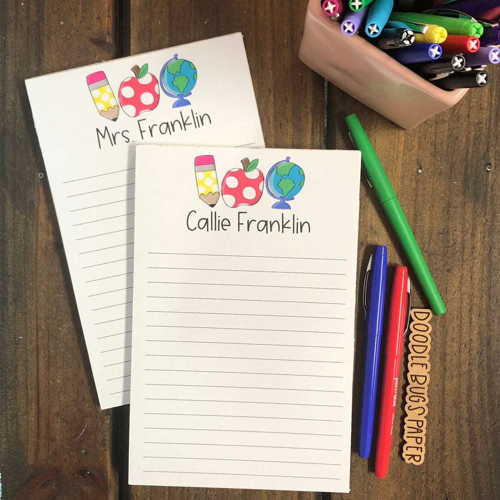 Teacher Trio Personalized Notepad – DoodleBugsPaper
