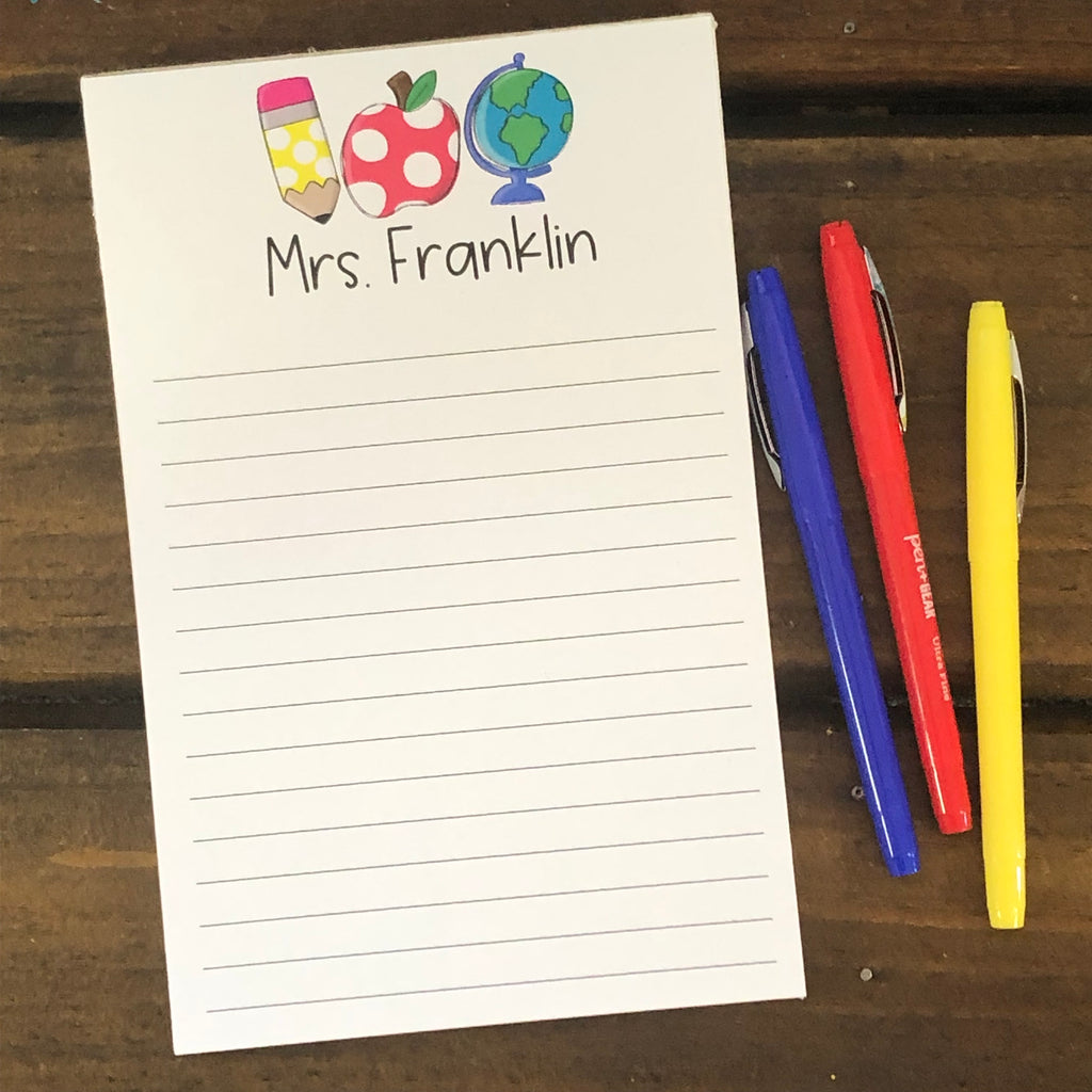 Teacher Trio Personalized Notepad – DoodleBugsPaper