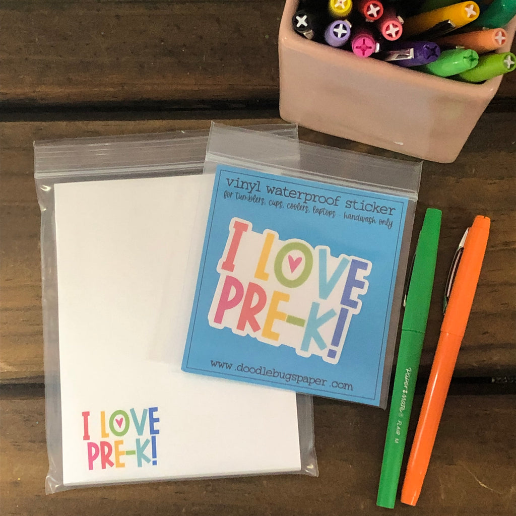 I Love (Grade) Small Notepad and Matching Vinyl Sticker Set ...