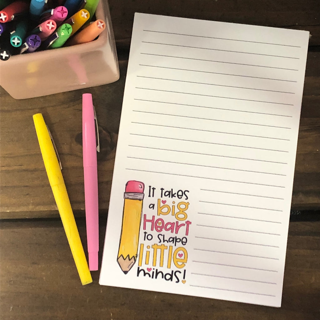 Pencil Big Heart Teacher Large Notepad – DoodleBugsPaper
