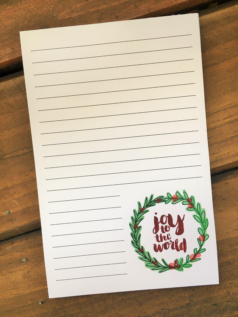 Joy to the World Wreath Notepad – DoodleBugsPaper