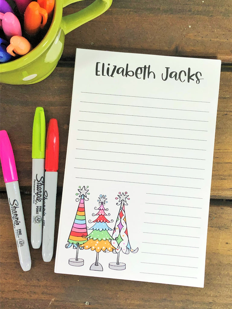 Bright Funky Trees Personalized Notepad – DoodleBugsPaper
