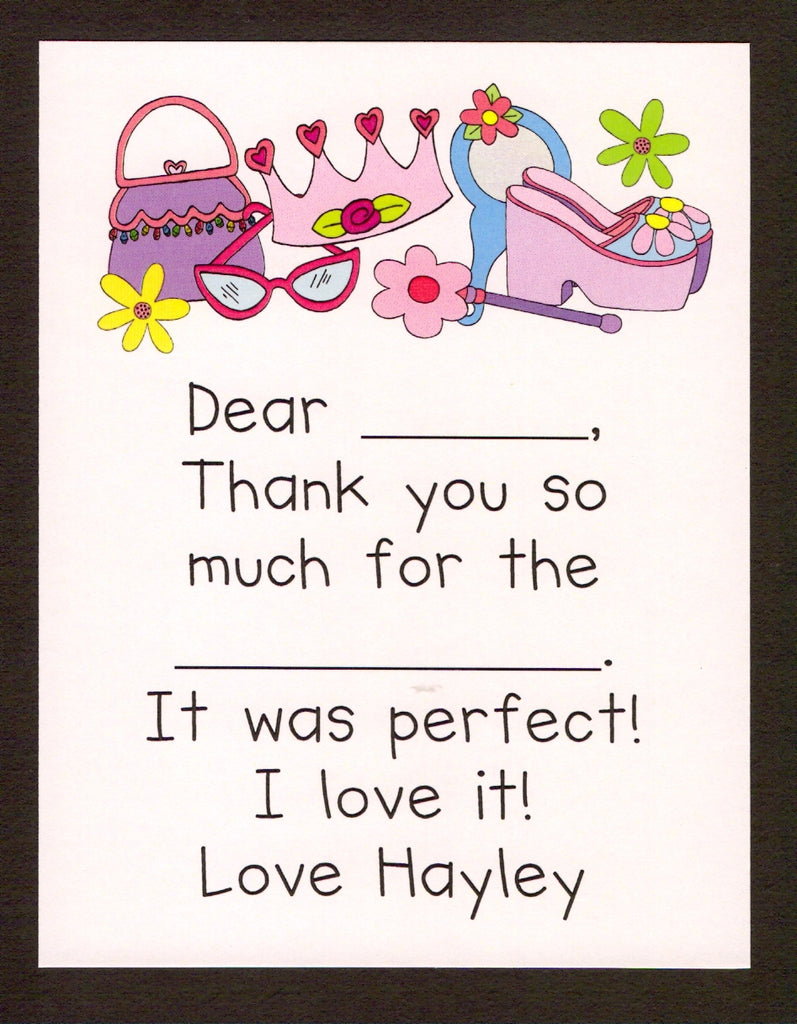 Dress Up Girly Thank You Notes – DoodleBugsPaper