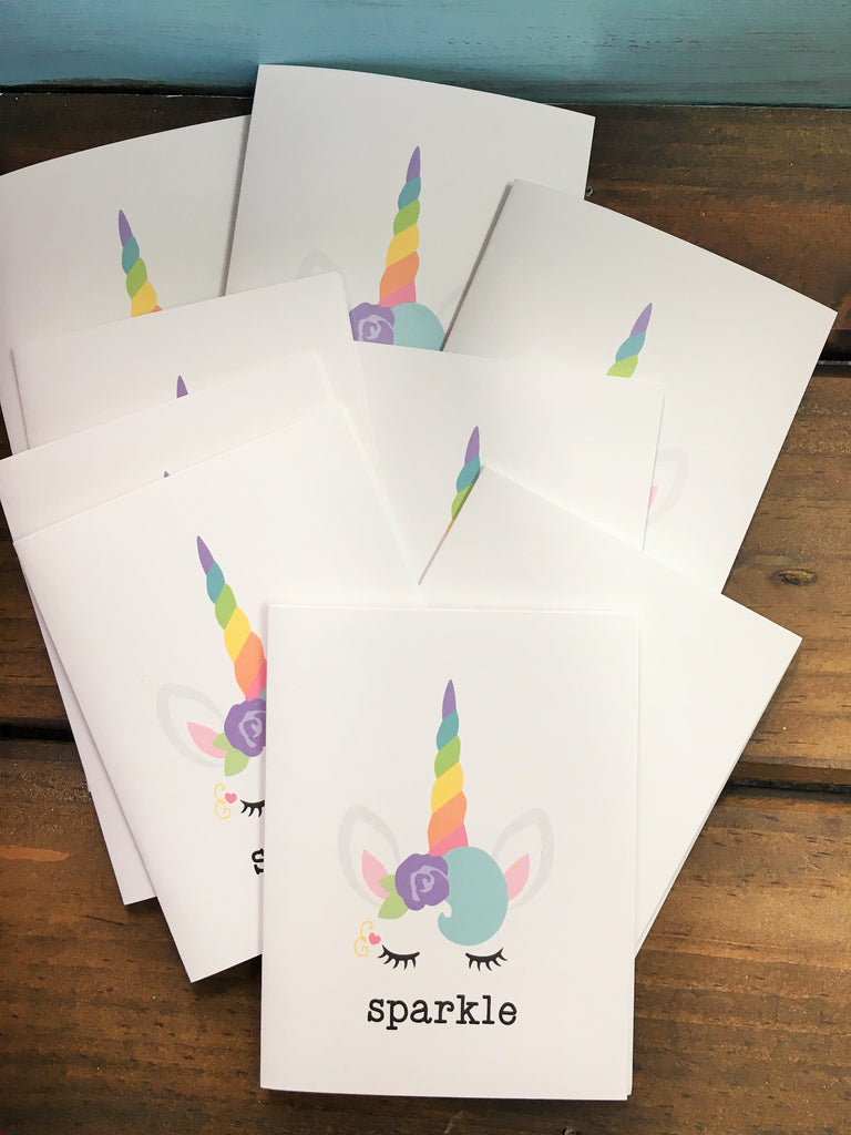 Unicorn Sparkle Folded Note Cards – DoodleBugsPaper