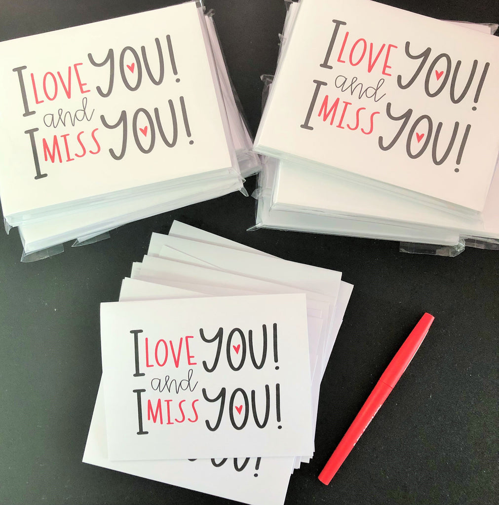 Love and Miss You Note Cards – DoodleBugsPaper
