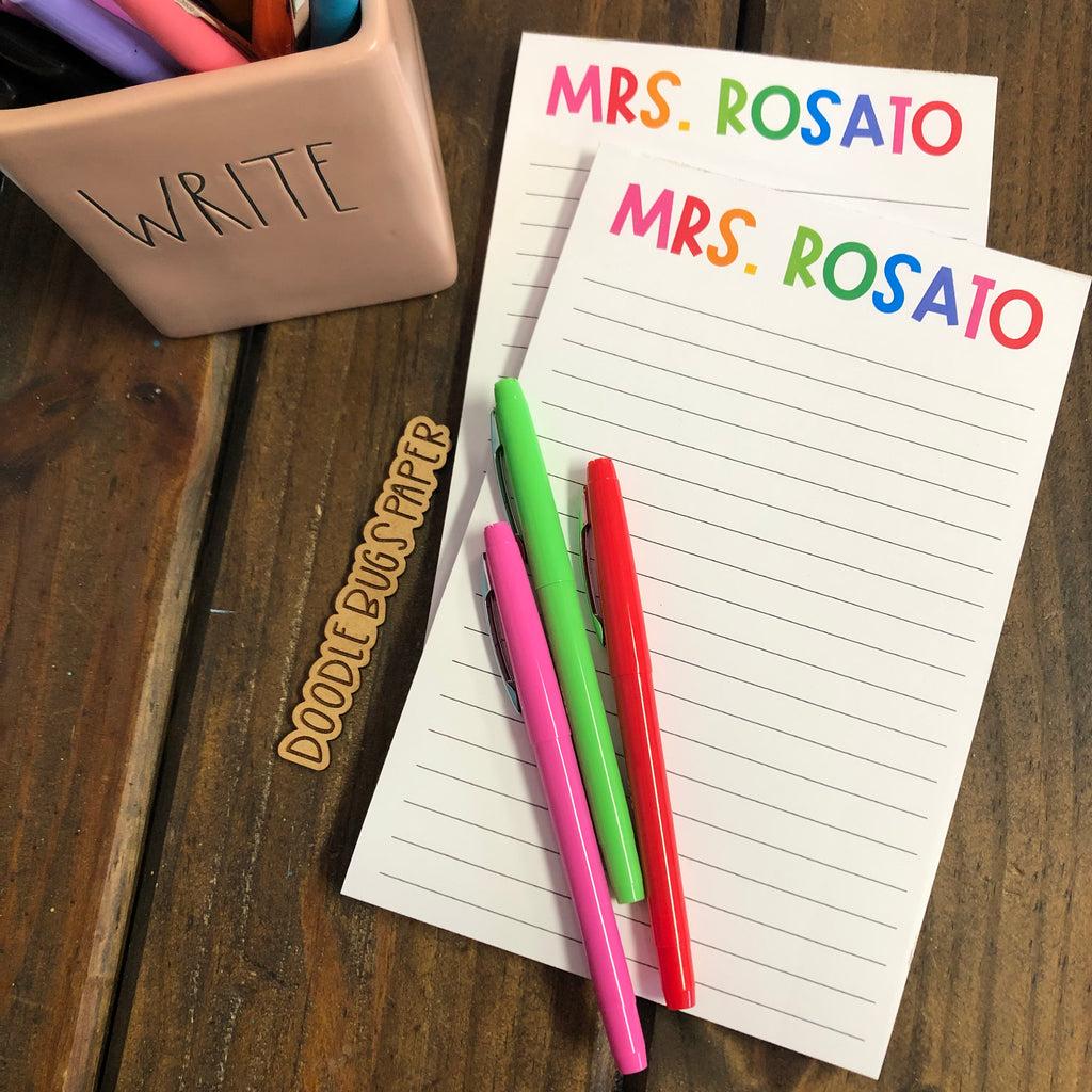 Chunky Rainbow Name Personalized Notepad – DoodleBugsPaper