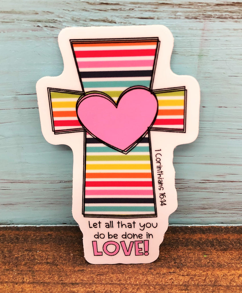 Rainbow Cross Vinyl Waterproof Sticker – DoodleBugsPaper
