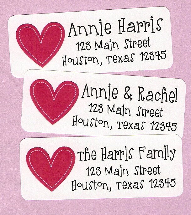 Stitched Heart Address Labels – DoodleBugsPaper