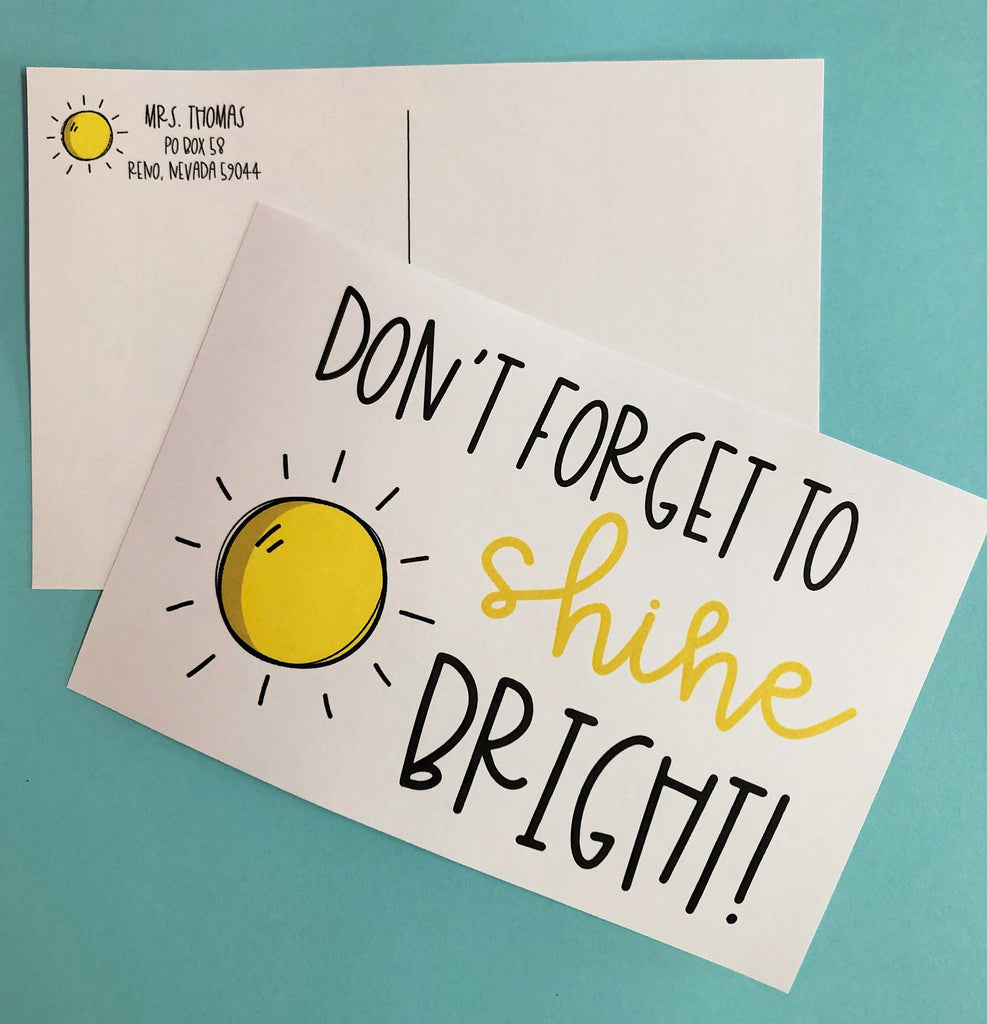 Shine Bright Teacher Postcards – DoodleBugsPaper