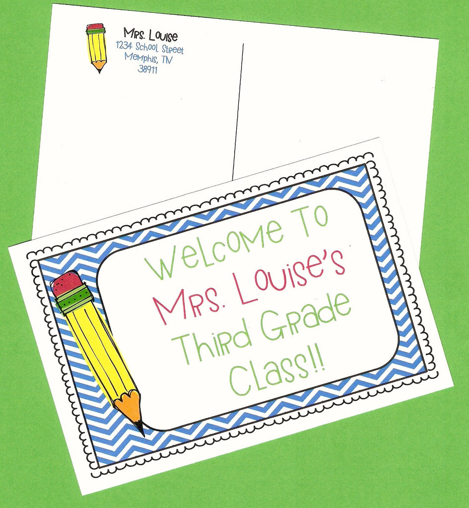 Chevron Pencil Teacher Postcards – DoodleBugsPaper